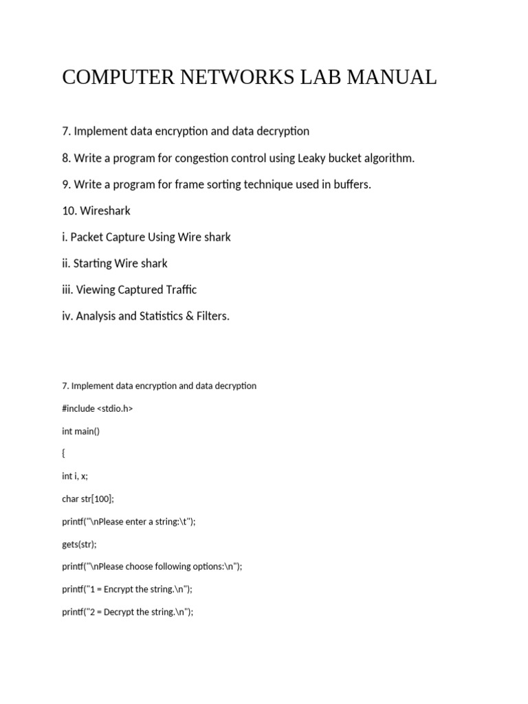 Computer Networks Lab Manual-2 | PDF | Encryption | Computer Science