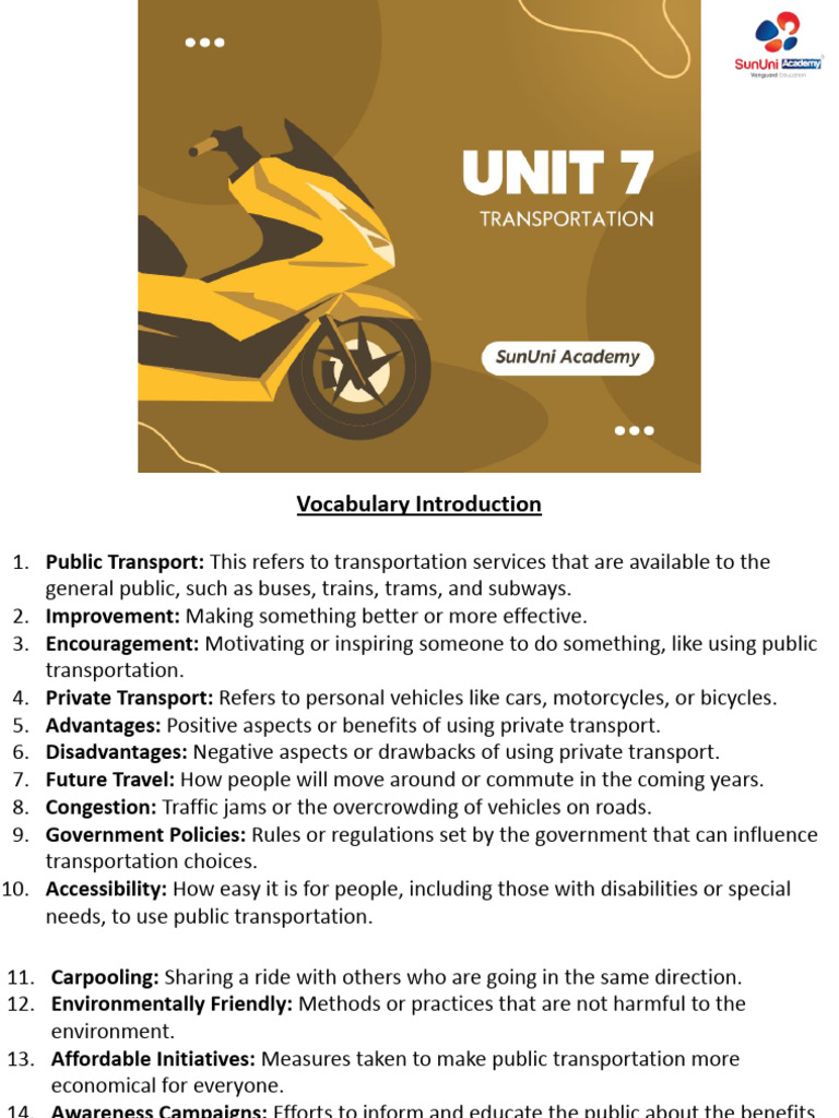 Public Transport Vocabulary Guide | PDF | Transport | Public Transport