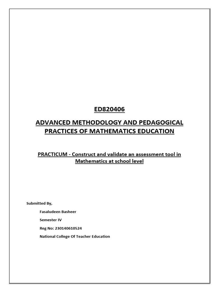 Validating Mathematics Assessment Tool | PDF | Educational Assessment ...
