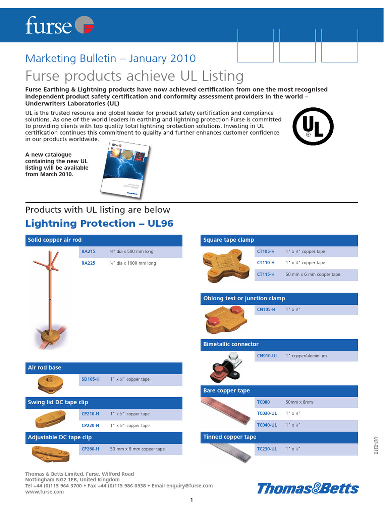 Furse UL Certified Lightning Solutions | PDF