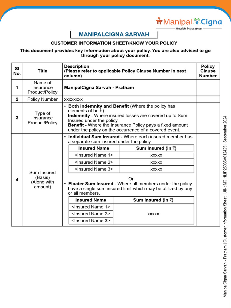 Sarvah Pratham Plan CIS | PDF | Deductible | Social Programs