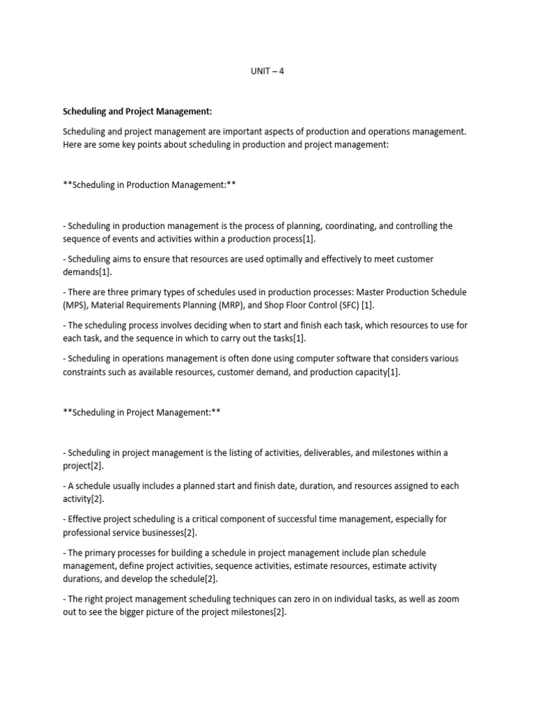 Production & Operations Management Unit 4 & 5 | PDF | Supply Chain | Project Management