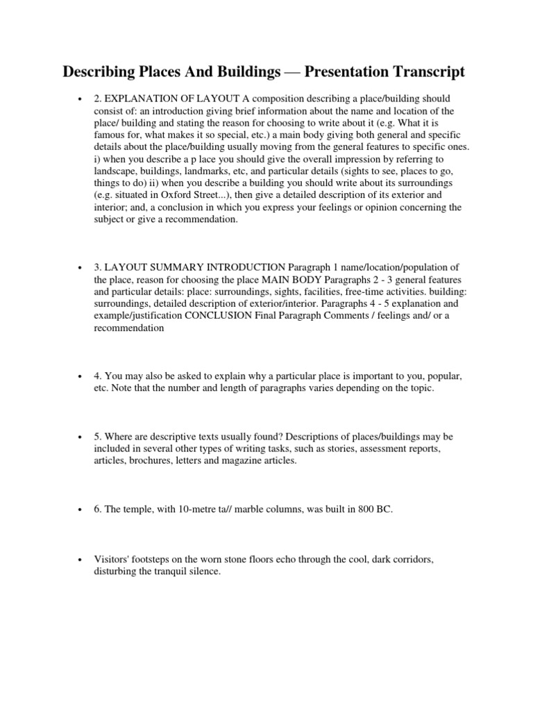 Describing Places and Buildings | PDF | Morphology | Onomastics