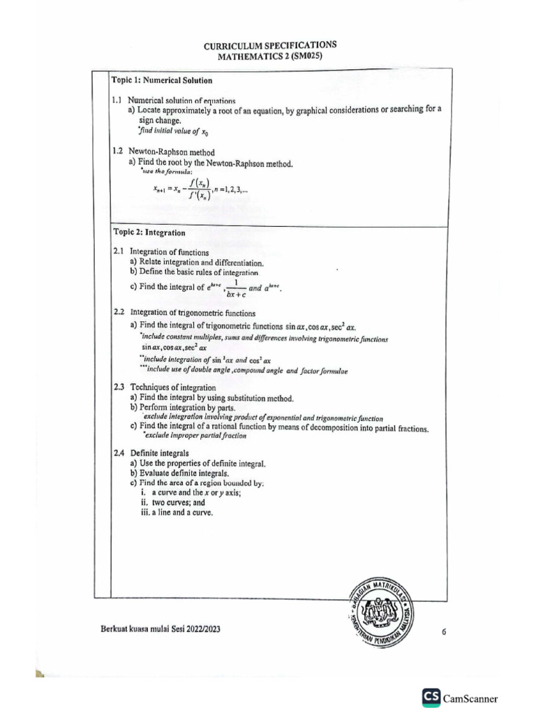 Matriculation Curriculum | PDF