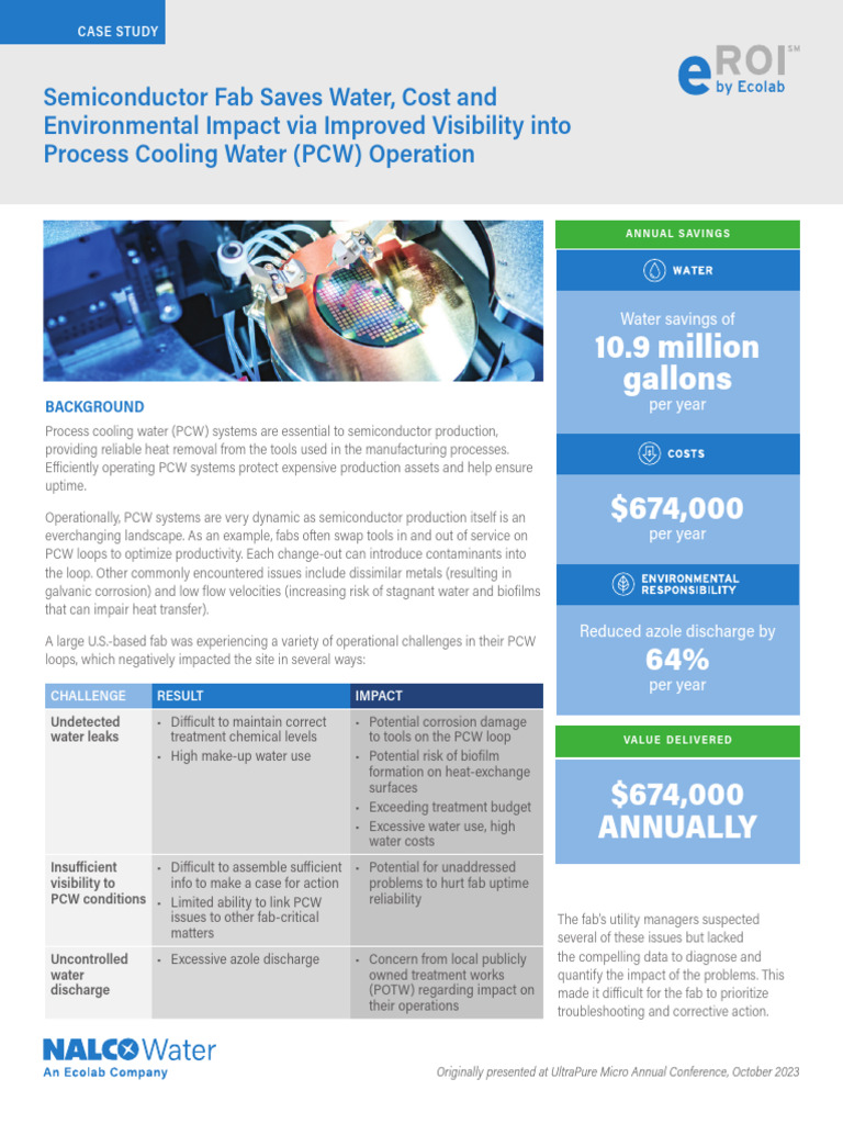 CH-2391 Semiconductor Fab Saves Water Cost Env Impact in PCW PDF | PDF ...
