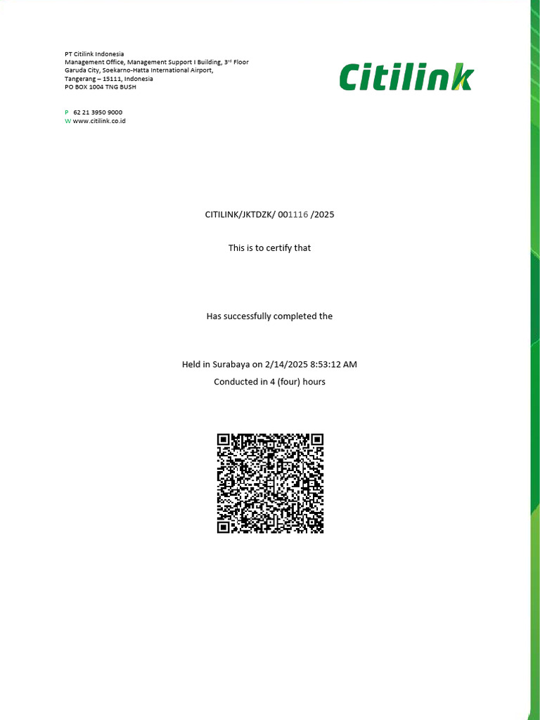 1116 Alfian Febrianto Sani DST CAT Certificate of Completion | PDF