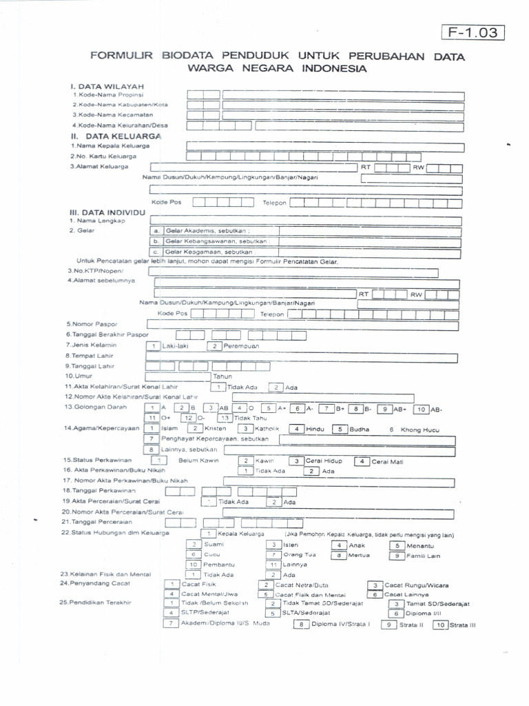 Formulir f1 03 | PDF