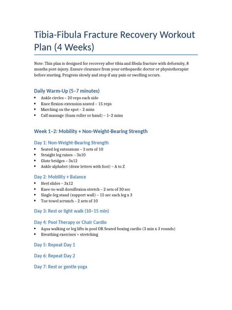 Tibia-Fibula Fracture Rehab Plan | PDF
