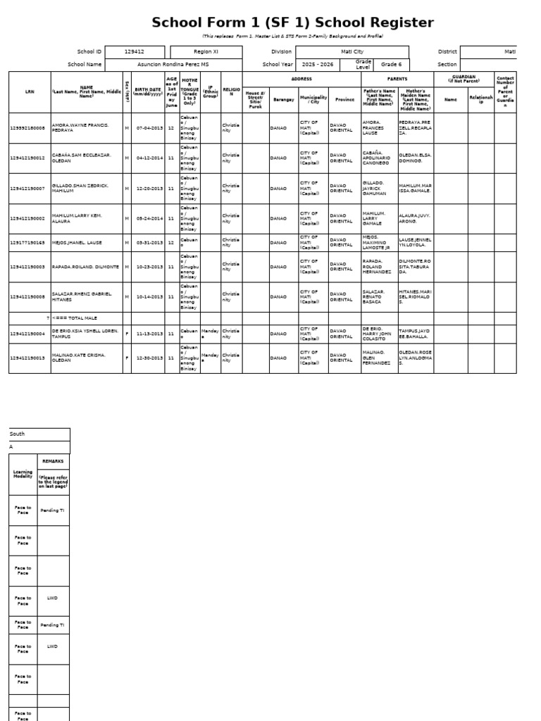 SF1 - 2025 - Grade 6 - A | PDF