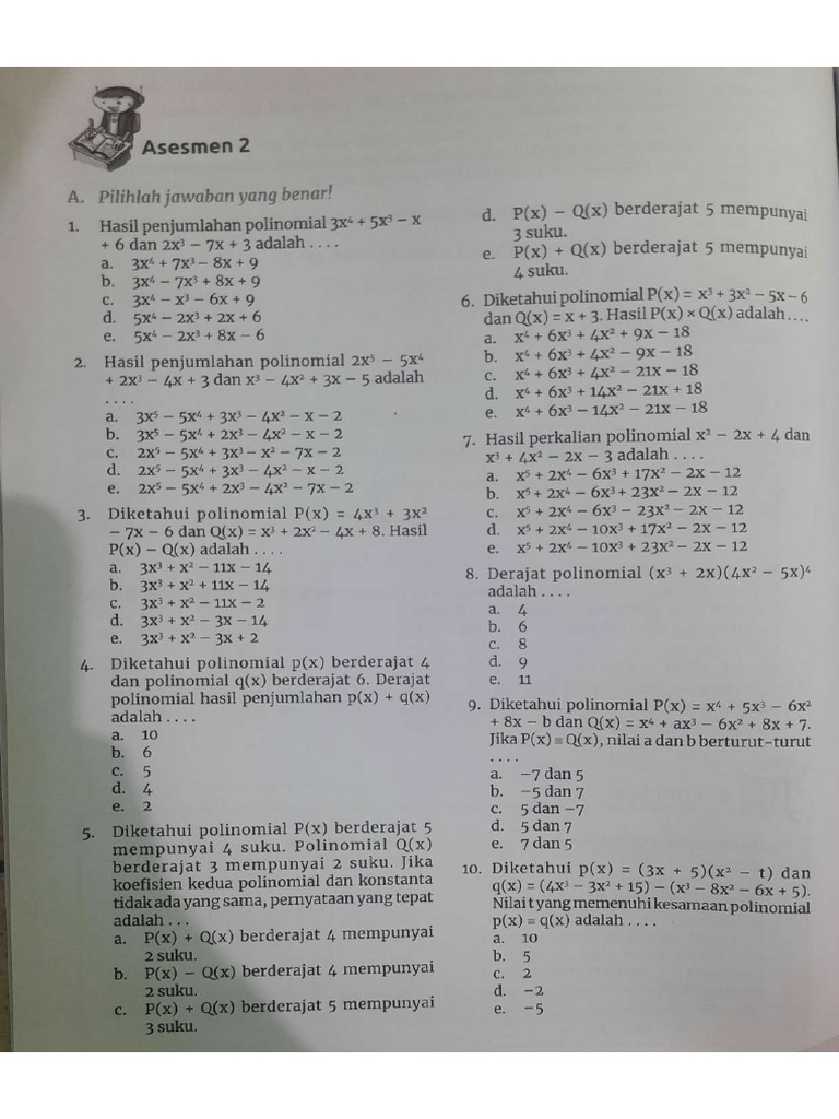 Mat Lanjut Soal Asesmen 2 | PDF