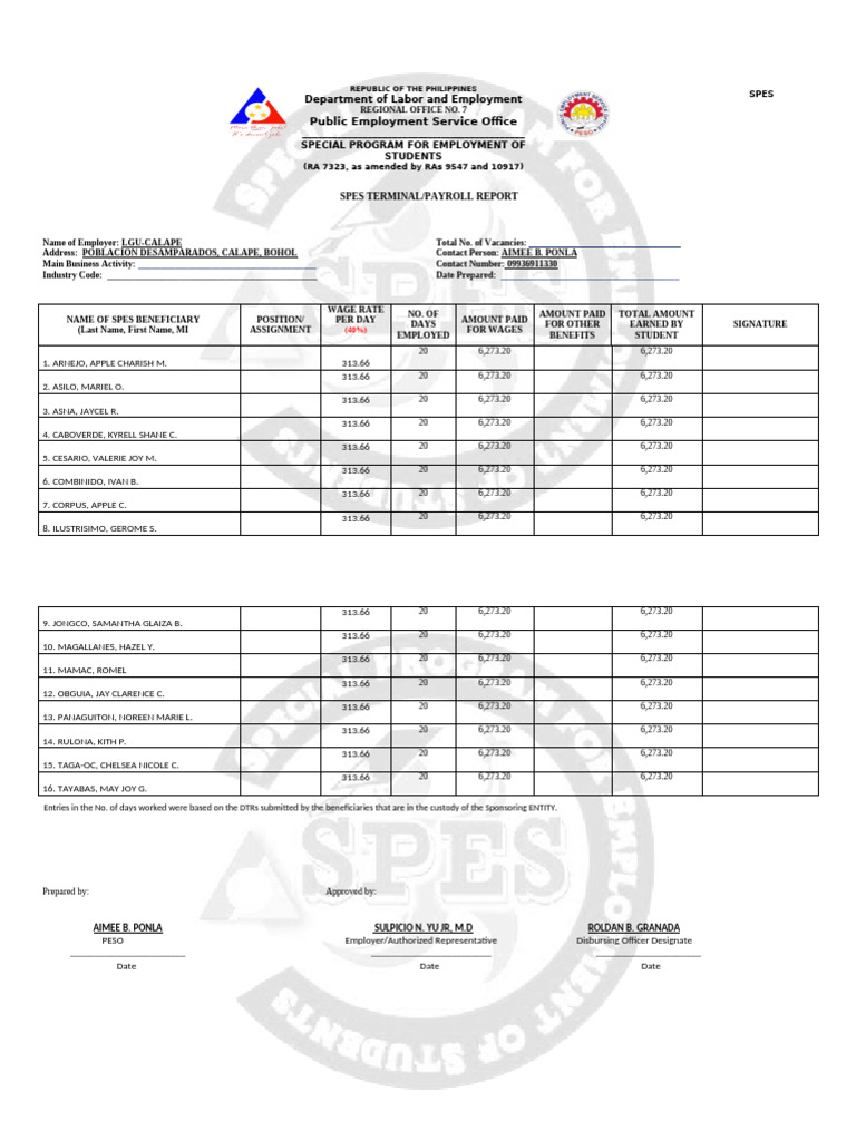 Spes Form 6 - Terminal - Payroll-New | PDF | Chess Theory | Chess