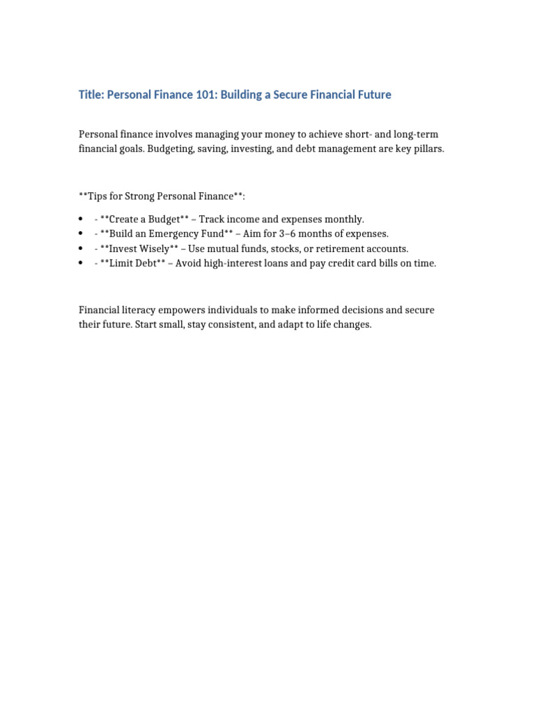 Personal Finance | PDF