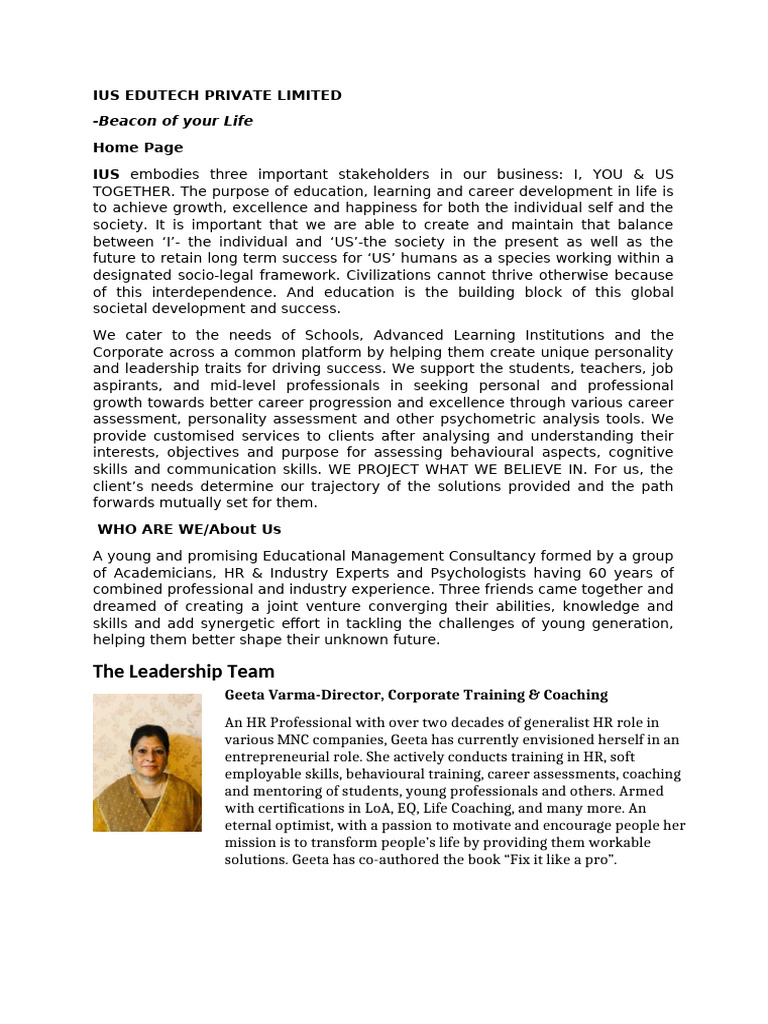 Ius Edutech Private Limited-Website Content | PDF | Educational ...