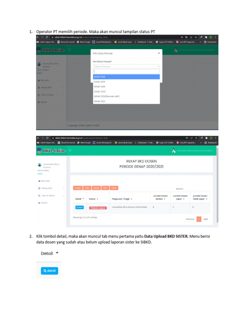 Panduan Laporan Sister Sibkd Operator PT 1 | PDF