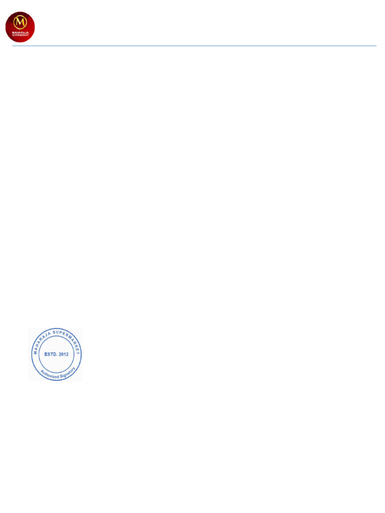 Maharaja Supermarket Appt | PDF