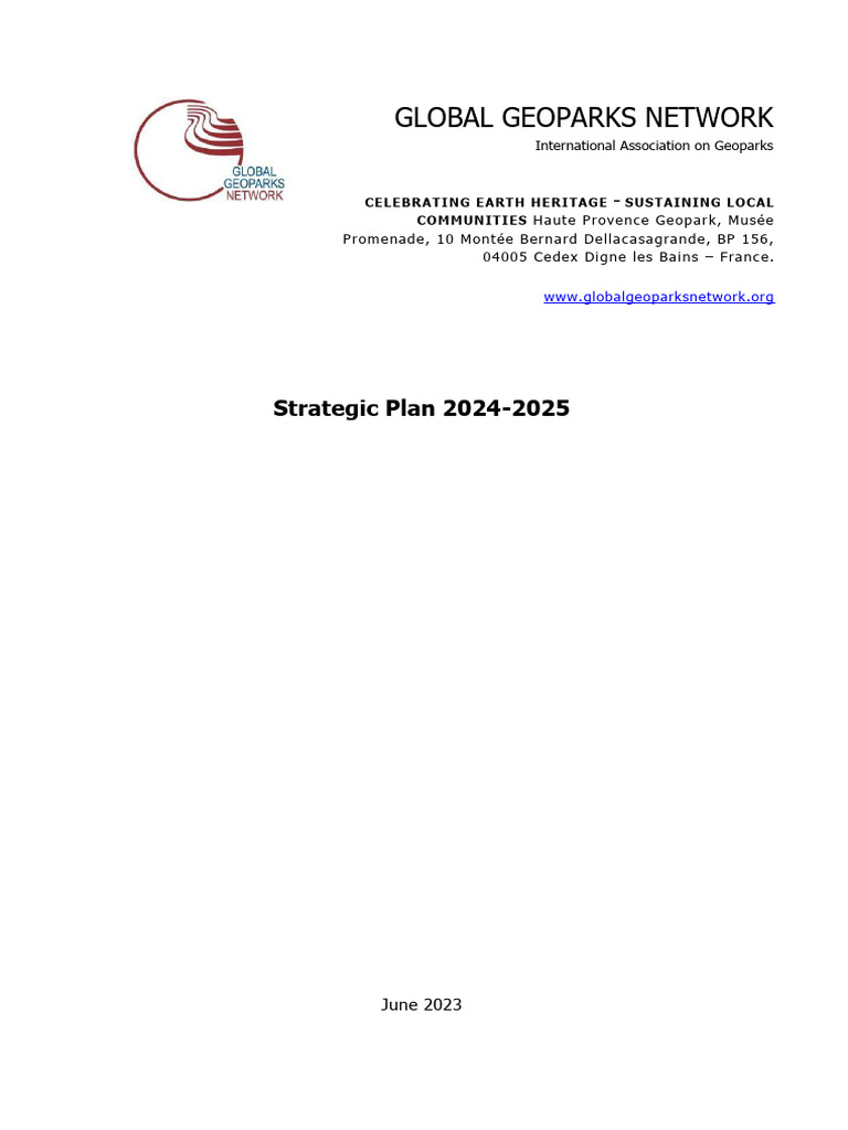 Global Geoparks Network Strategic Plan 2024-2025 | PDF