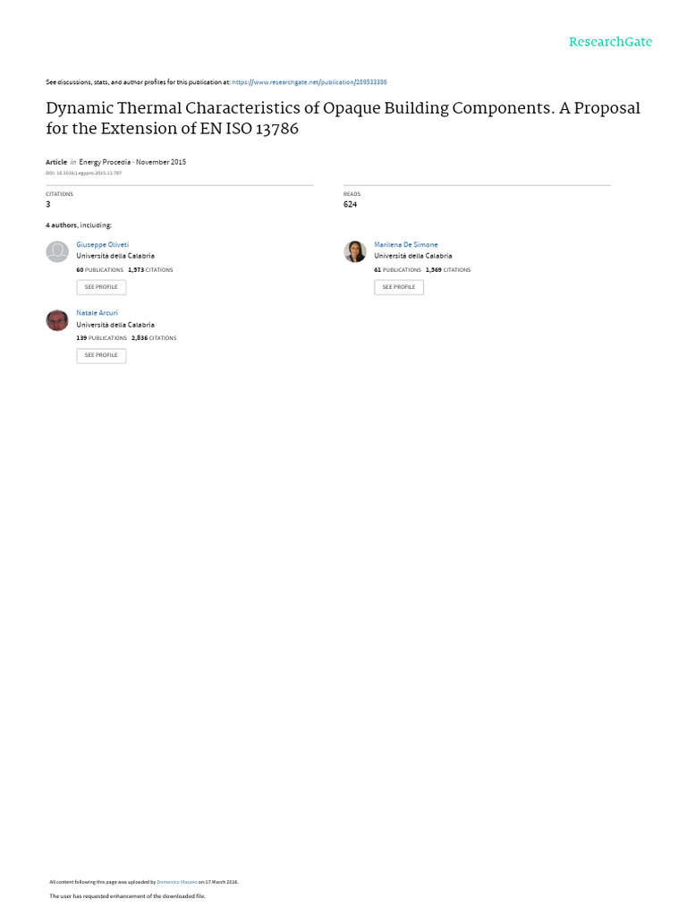 Dynamic Thermal Characteristics of Opaque Building Components | PDF ...