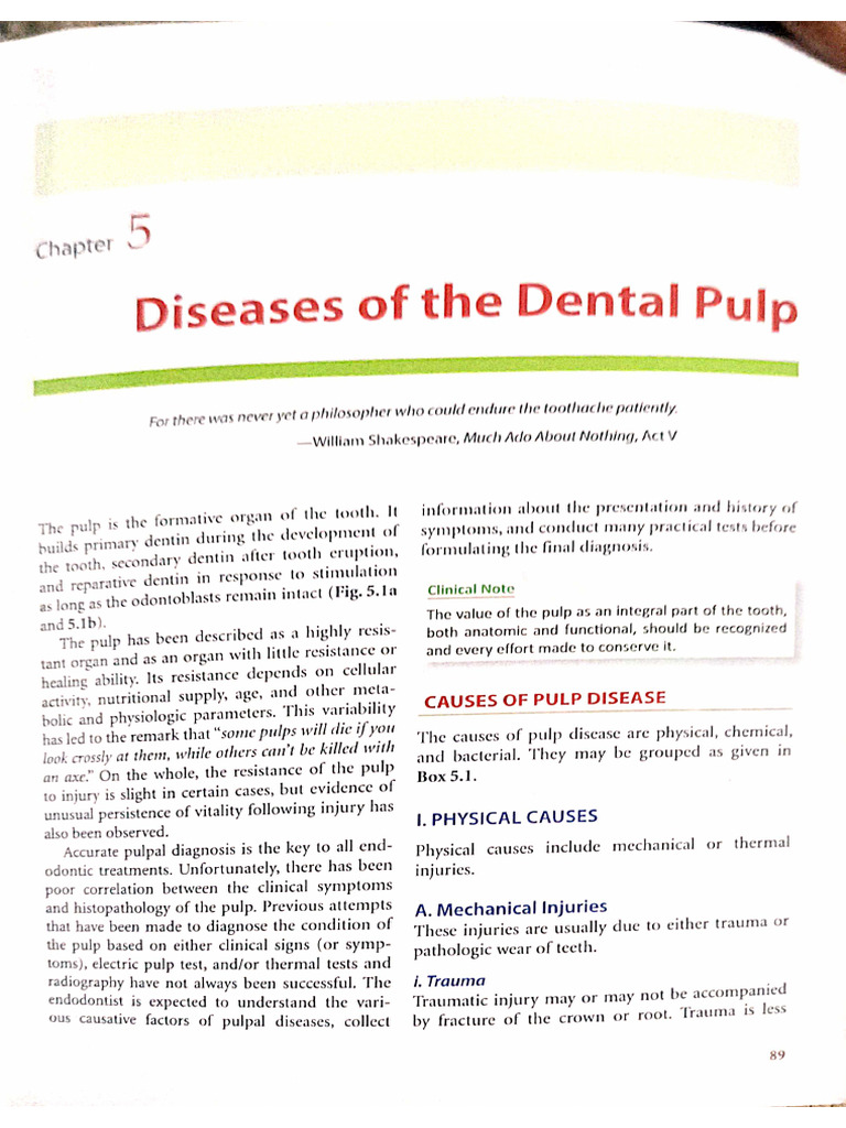 Disease of The Dental Pulp From Grossman Endodontics | PDF