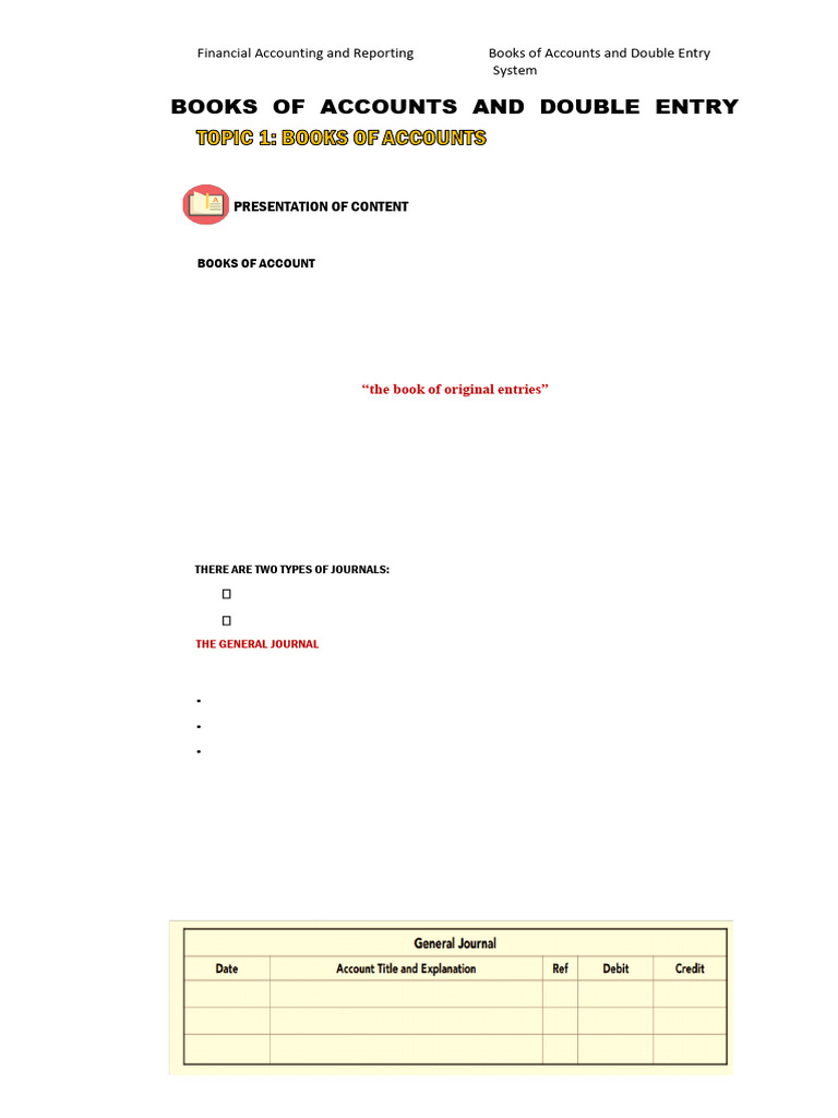 Books of Accounts and Double Entry System | PDF | Debits And Credits ...