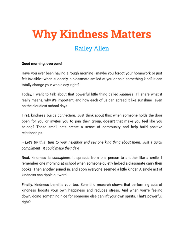 Why Kindness Matters | PDF