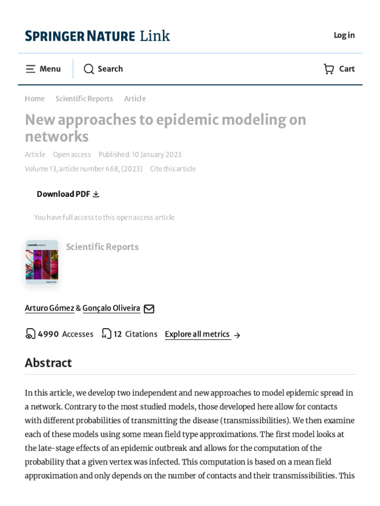 New Epidemic Models for Networks | PDF | Ordinary Differential Equation ...