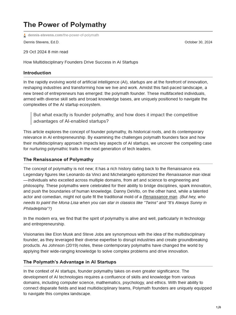 The Power of Polymathy | PDF | Artificial Intelligence | Intelligence ...