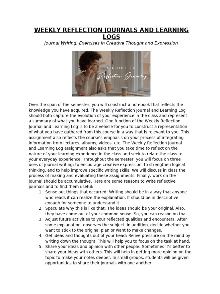 Reflection Journals and Learning Logs | PDF