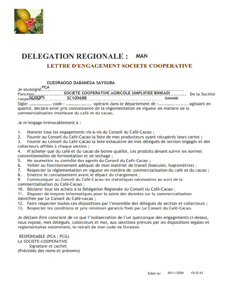 Lettre D'engagement | PDF