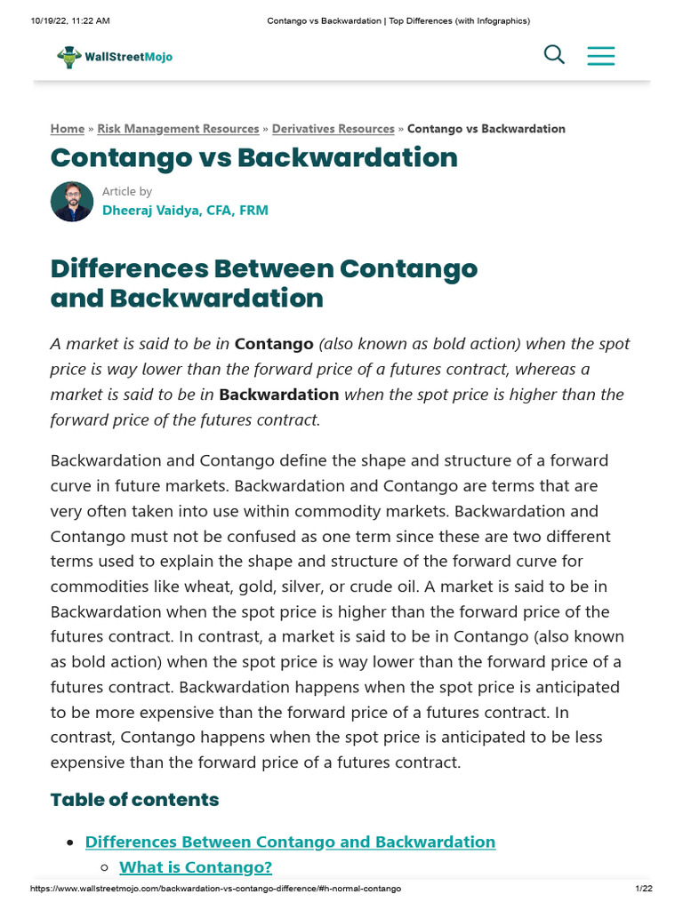 Contango Vs Backwardation - Top Differences (With Infographics) | PDF | Futures Contract | Spot ...