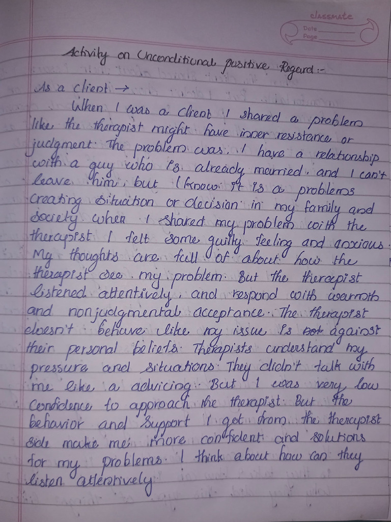 Activity On Unconditional Positive Regard | PDF