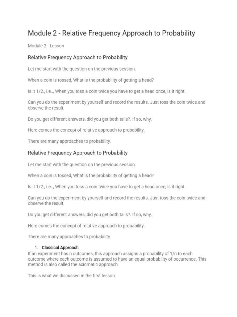 Understanding Relative Frequency in Probability | PDF | Probability ...