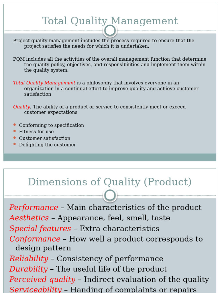OPERATIONS Quality Management | PDF | Quality Assurance | Project ...