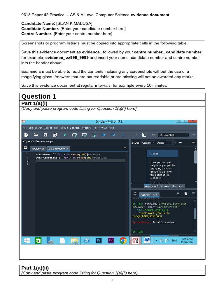 Evidence Sean K Mabusa Upper 6S | PDF | Computing | Computer Science