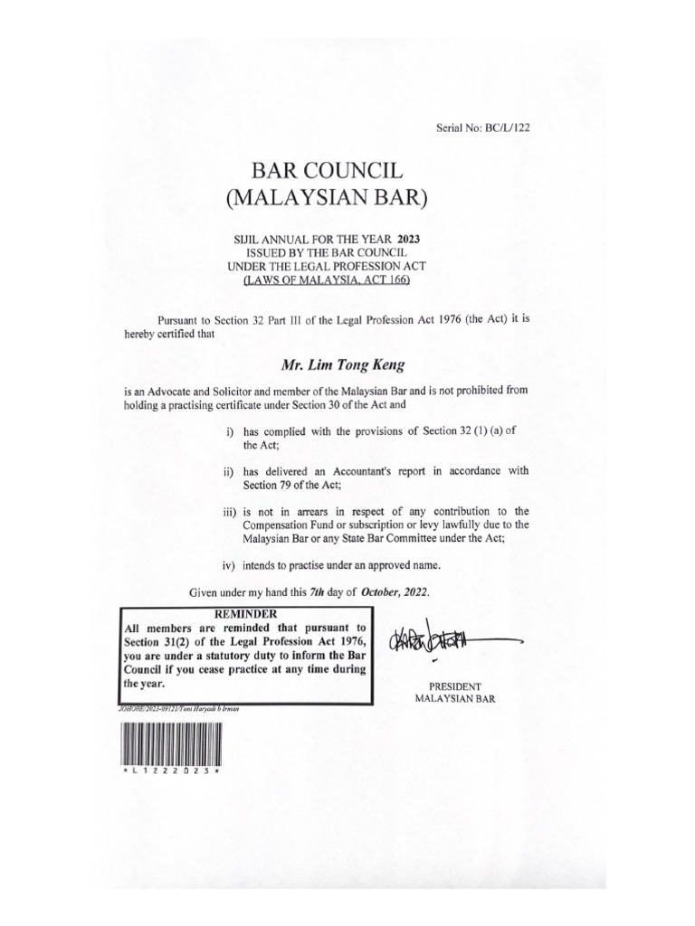 Malaysian Bar | PDF