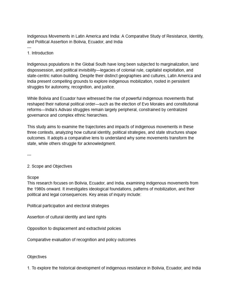 Indigenous Movements in Latin America and India - A Comparative Study of Resistance, Identity ...