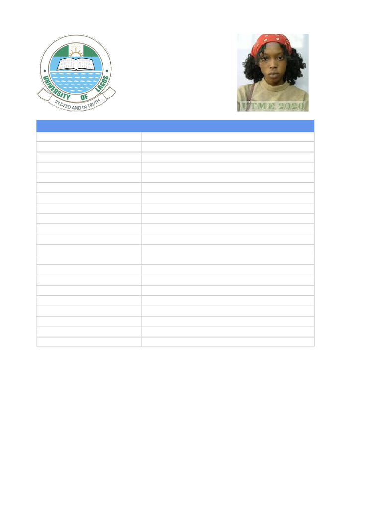 BiodataForm Jegede Victoria | PDF