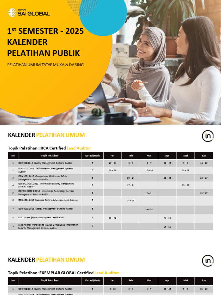 2025 - Indonesia Training Calendar Sem 1 Intertek SAI Global | PDF | Business | Safety