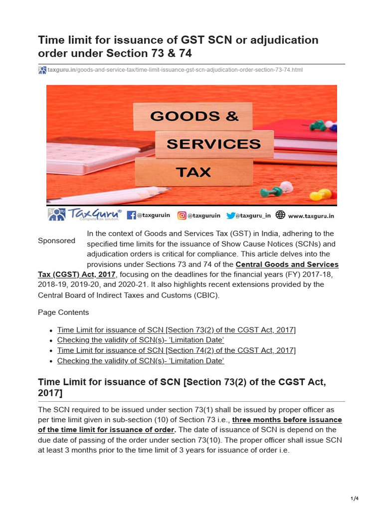 GST SCN Issuance Time Limits Explained | PDF | Government Finances | Taxes