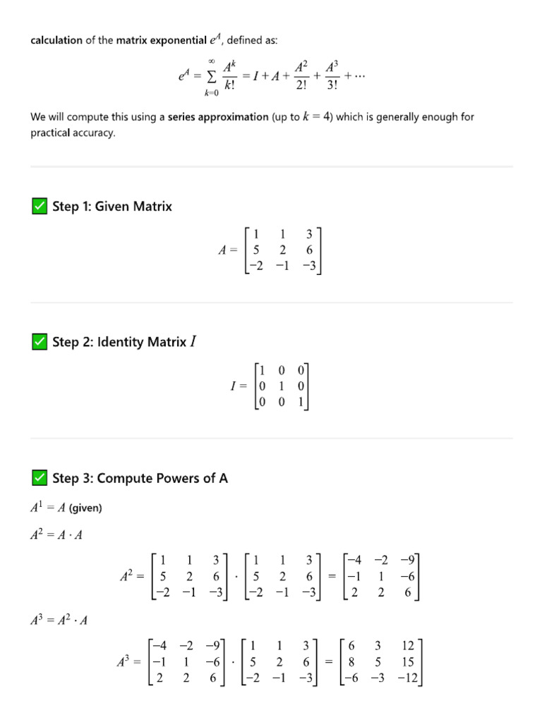 Exponential Matrix Calculation | PDF
