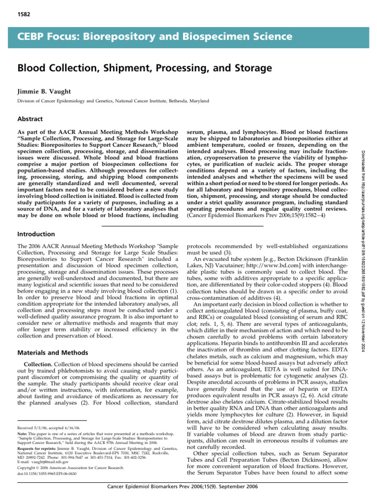 Blood Fractions Collection Guidelines | PDF | Blood Plasma | Coagulation