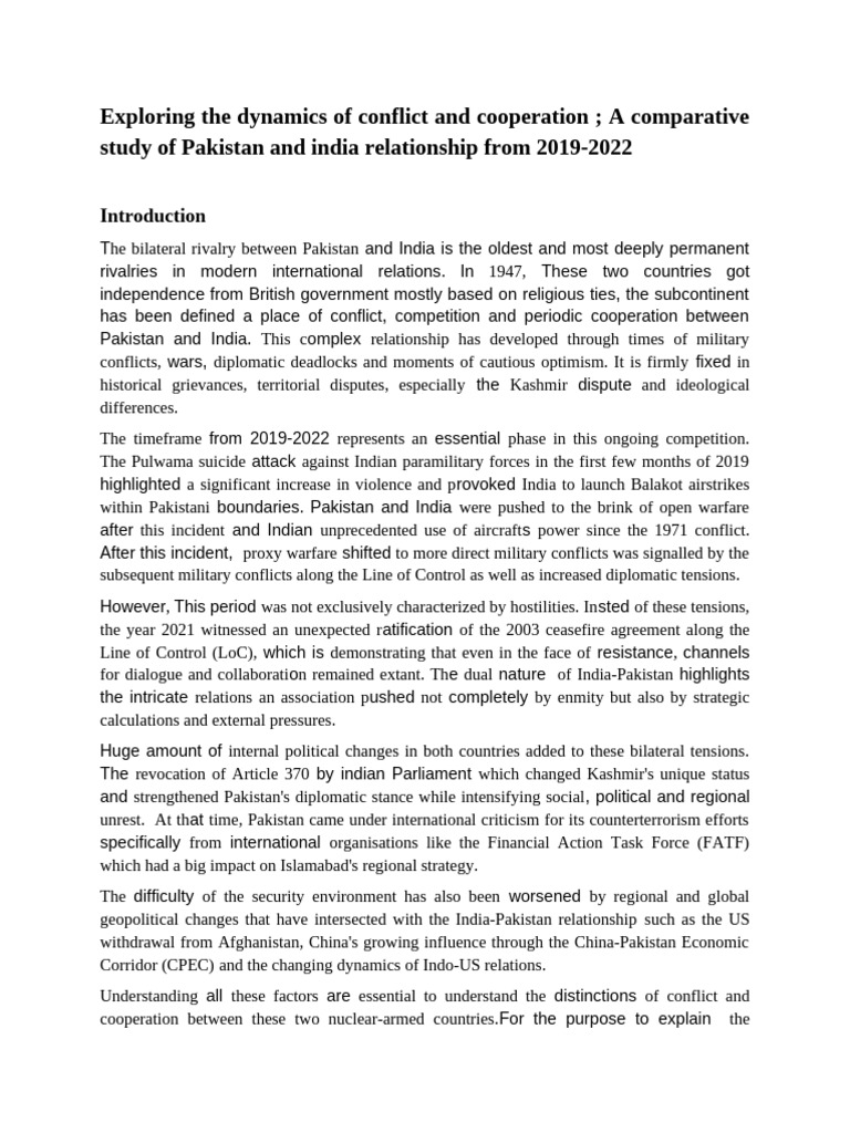 India-Pakistan Relations: 2019-2022 Analysis | PDF | Pakistan ...