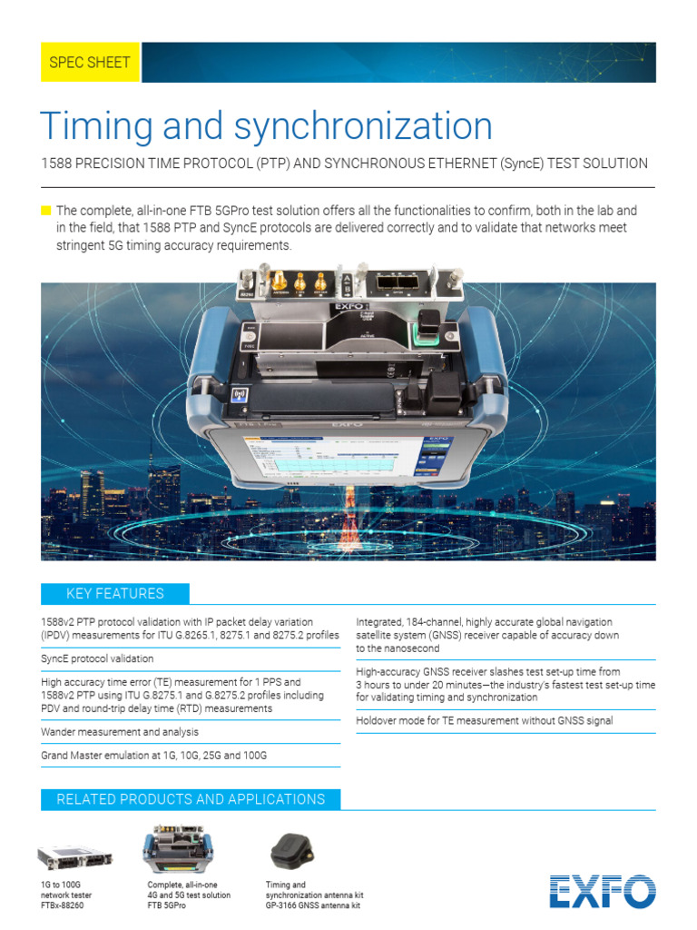 Exfo Spec-Sheet Timing-And-Synchronization v3 en | PDF | Computer Network | Accuracy And Precision