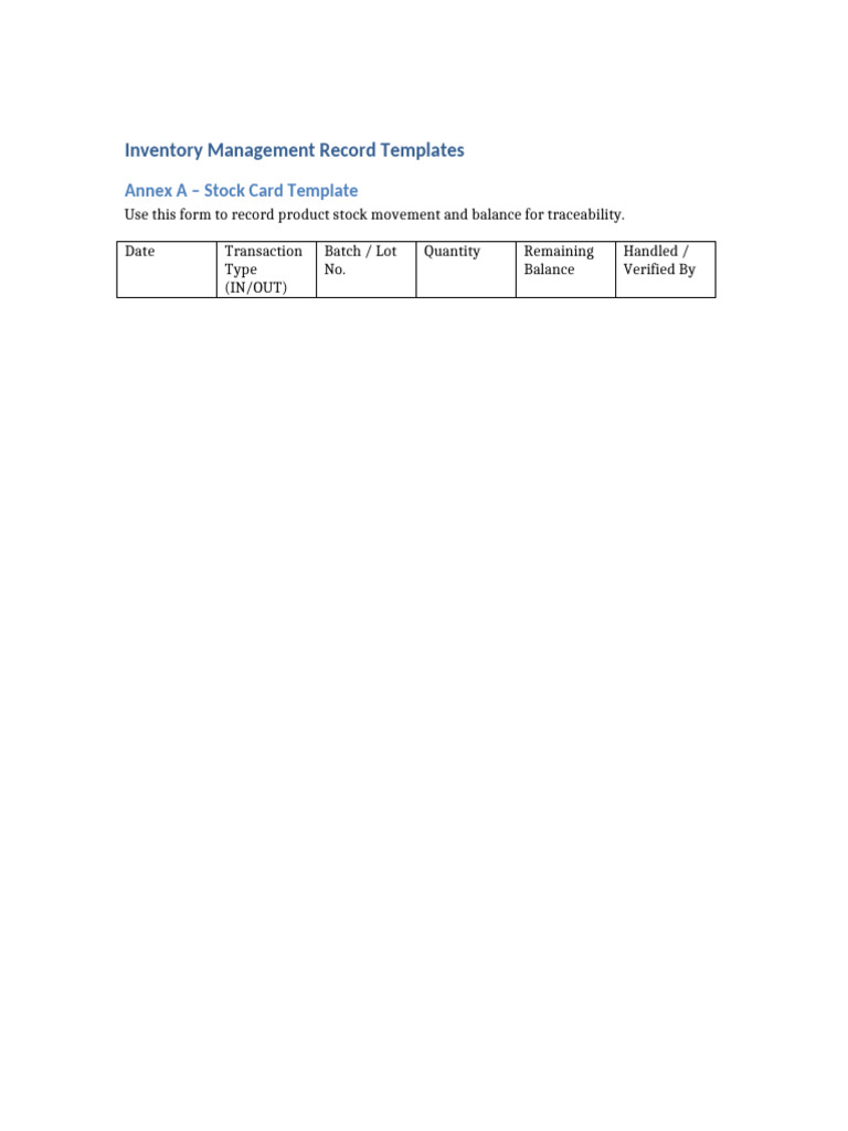 Inventory Record Templates | PDF