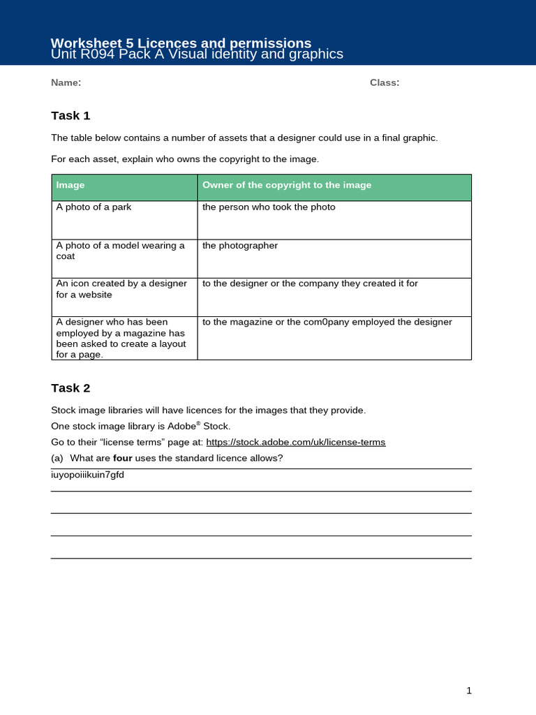 Sneha Gurung (Sneha) - T5 Worksheet 5 | PDF | Graphics | License