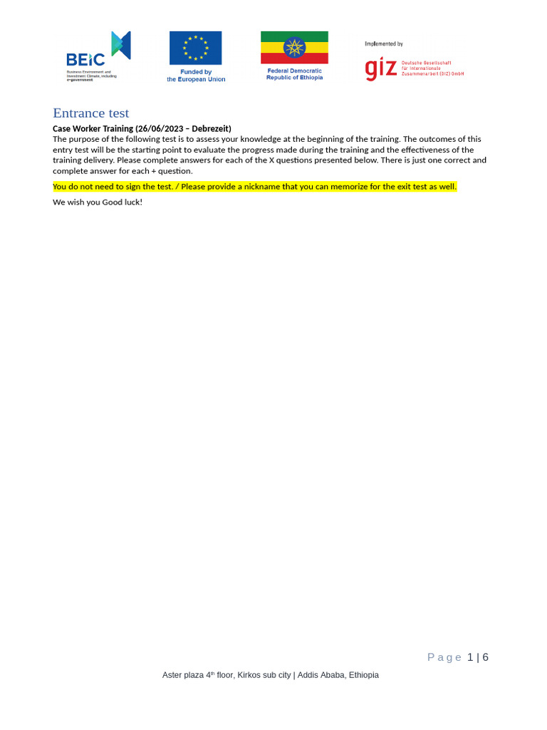 Entrance Test | PDF