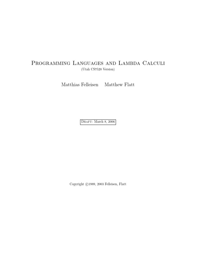 Programming Languages and Lambda Calculi | PDF | Mathematical Proof | Function (Mathematics)