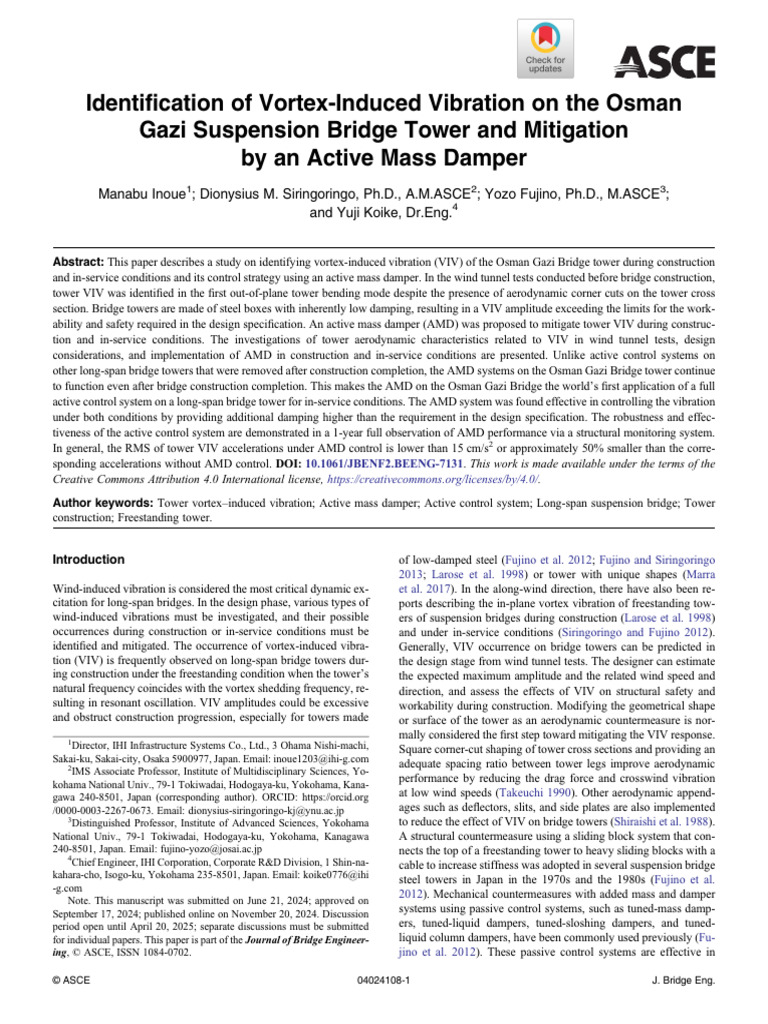 Inoue Et Al 2024 Identification of Vortex Induced Vibration On The ...