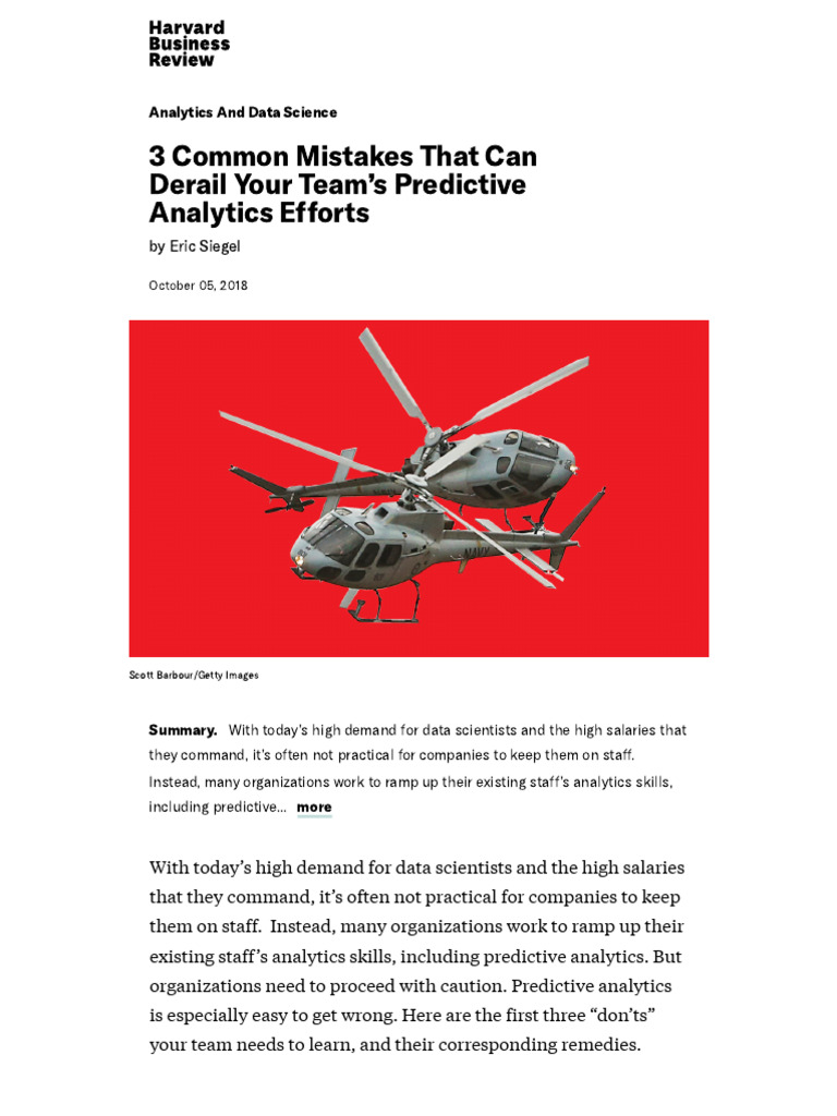 Week2 - 3 Common Mistakes That Can Derail Your Team's Predictive ...