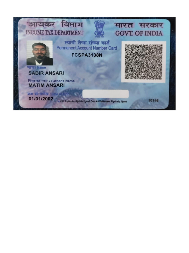PAN Card Sabir Ansari | PDF
