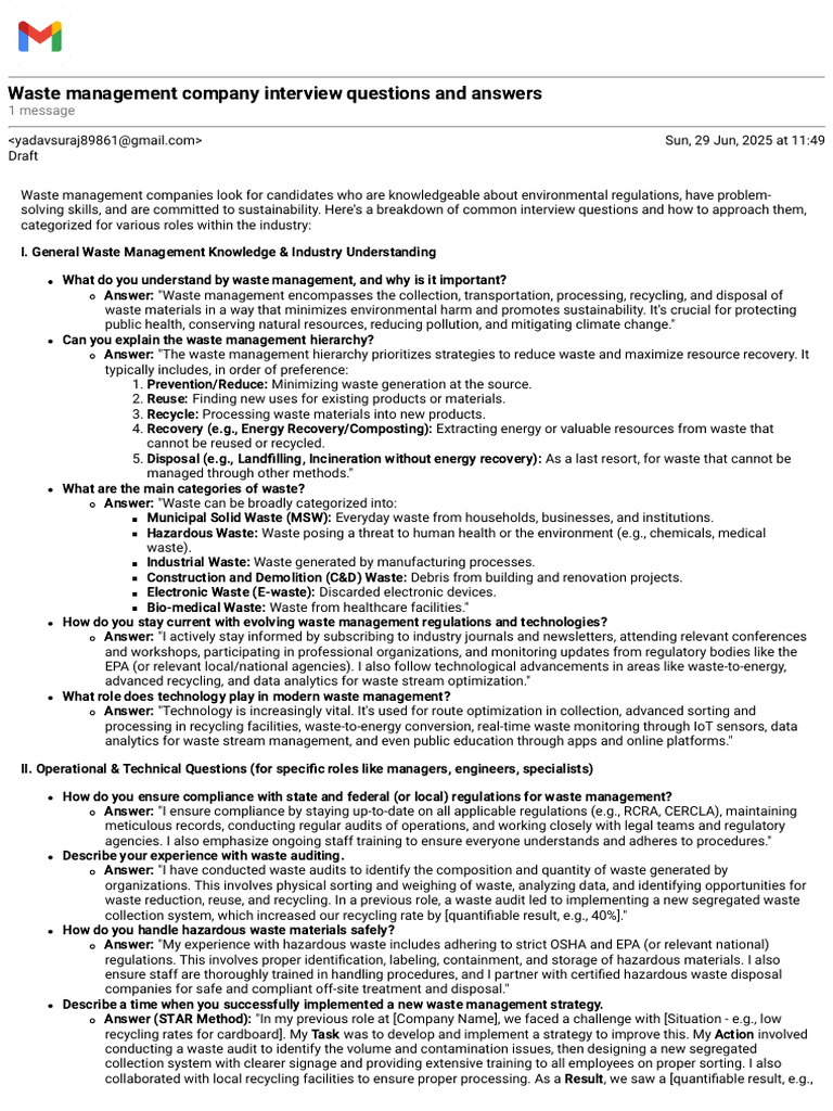 Waste Management Interview Insights | PDF | Waste | Waste Management